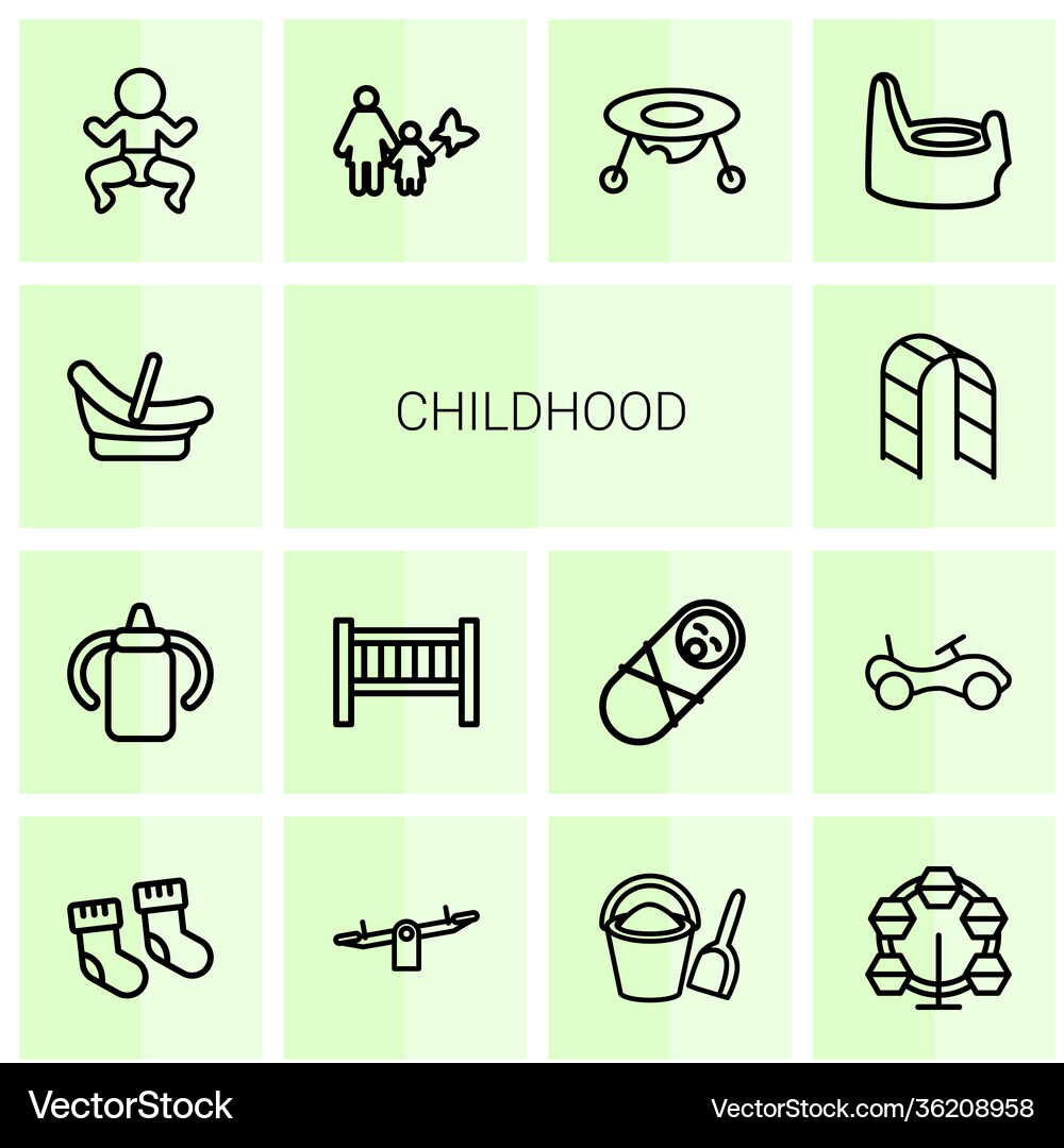 14 childhood icons Royalty Free Vector Image - VectorStock