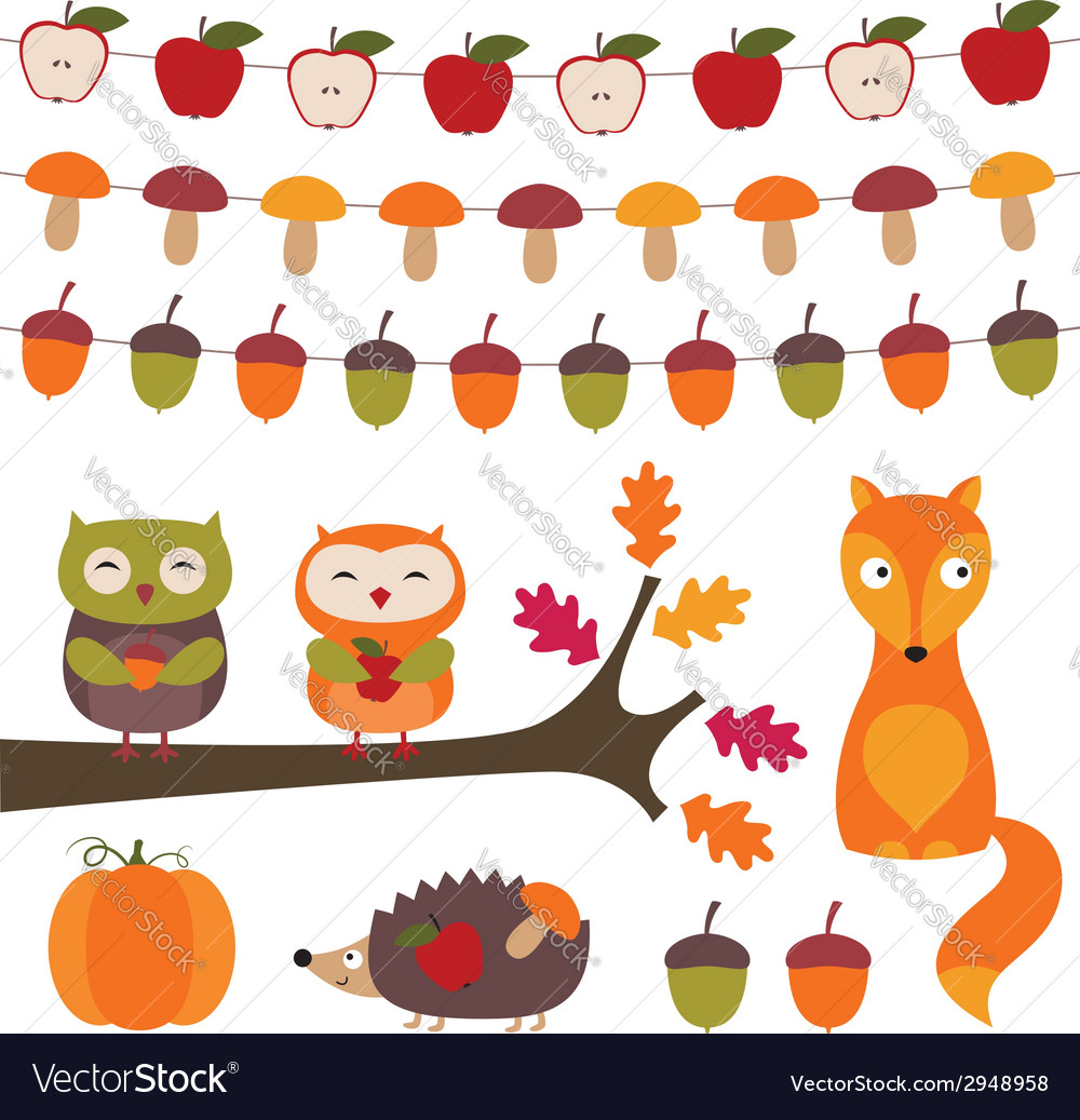 Autumn elements set Royalty Free Vector Image - VectorStock