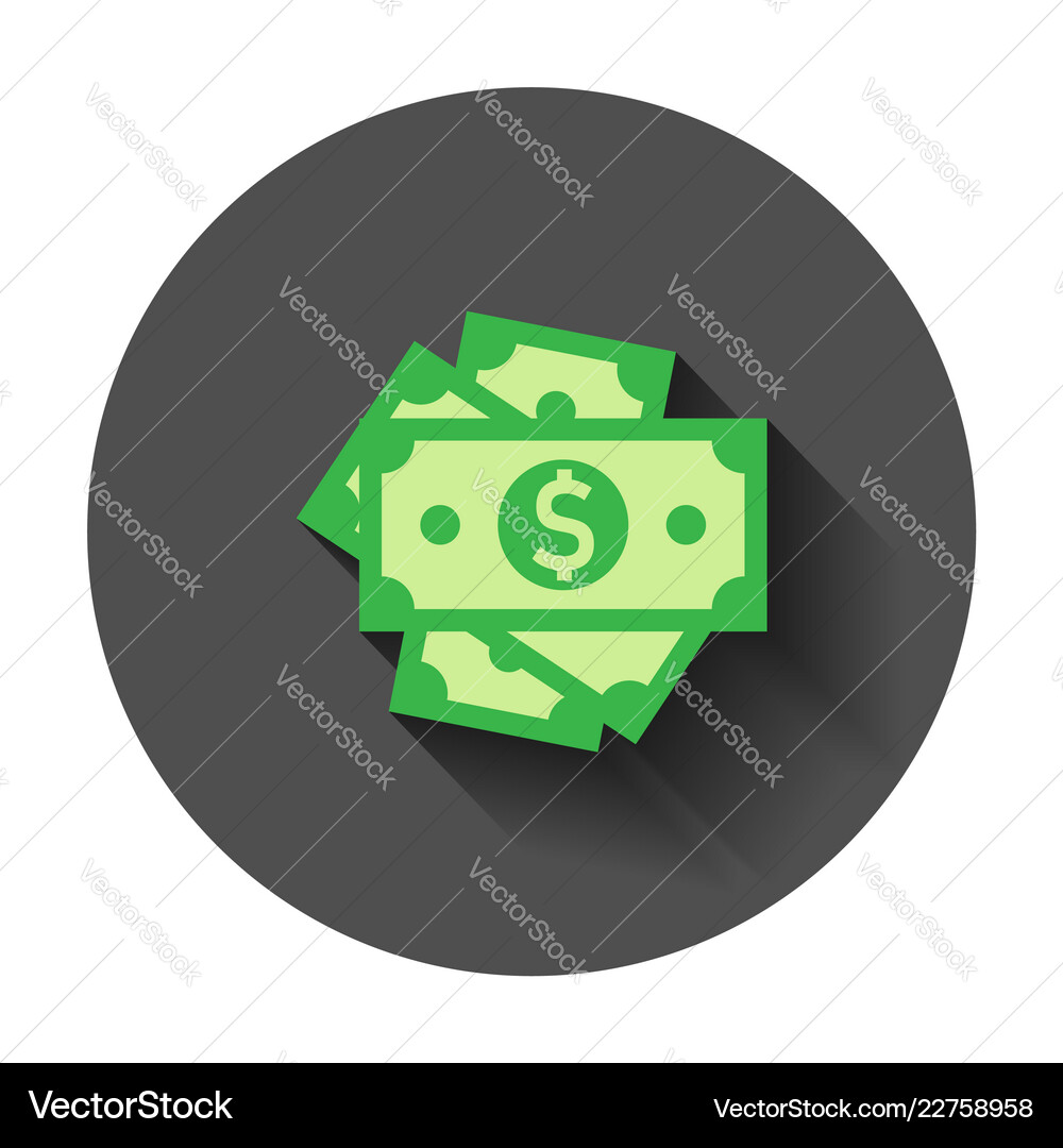 Dollar currency banknote icon in flat style Vector Image