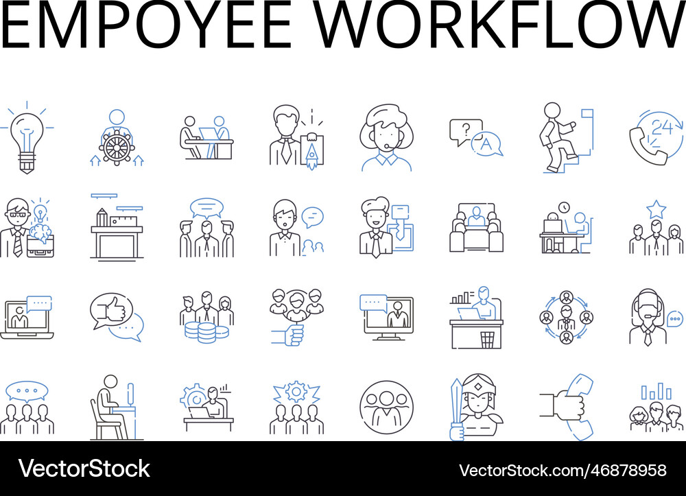 Empoyee workflow line icons collection staff Vector Image