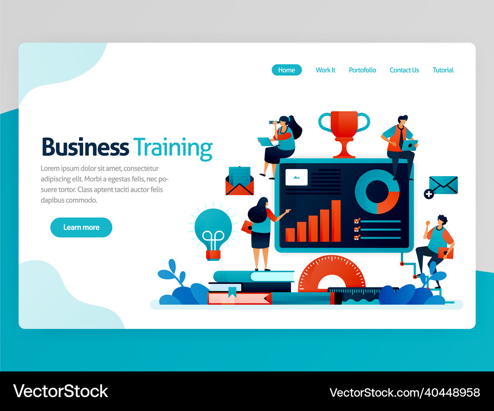 For business training landing page Royalty Free Vector Image
