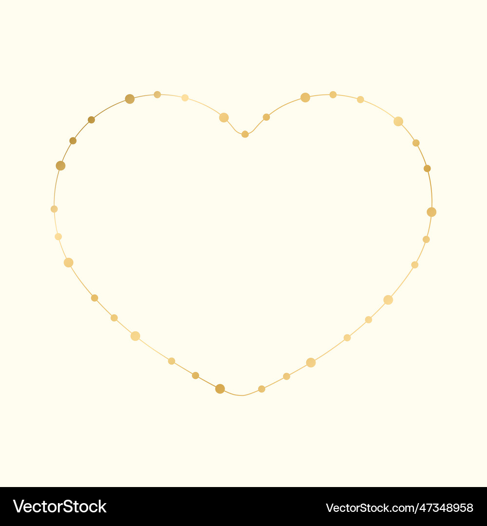 Gold heart shaped valentines day frame template Vector Image