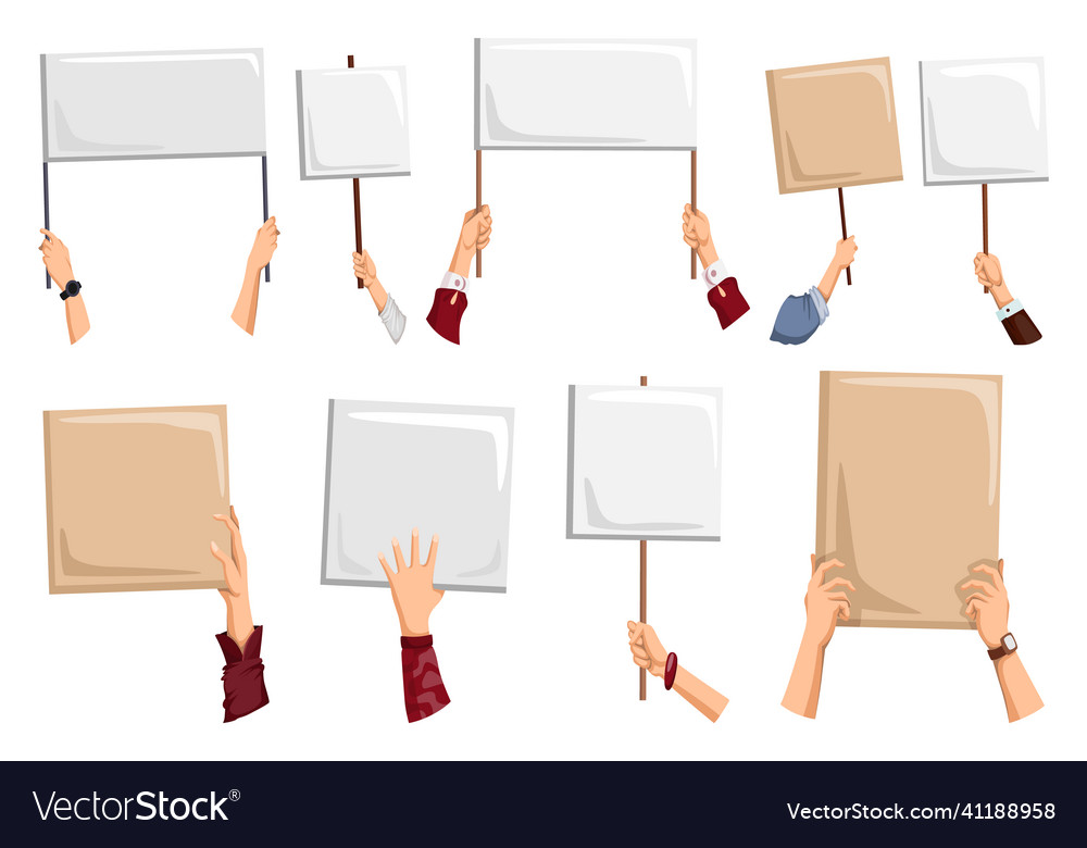 Hand Holding Empty Placards With Place For Text Vector Image