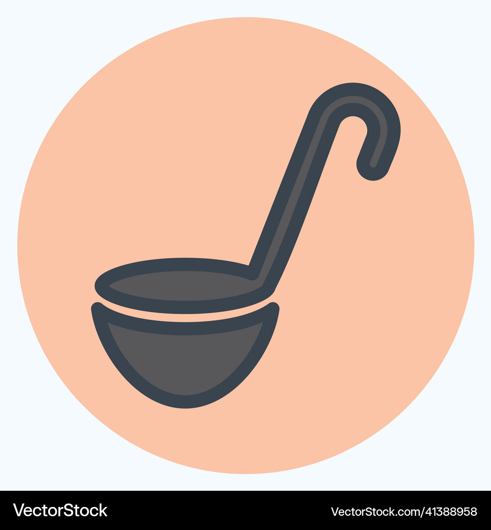 Icon soup spoon - color mate style - simple Vector Image