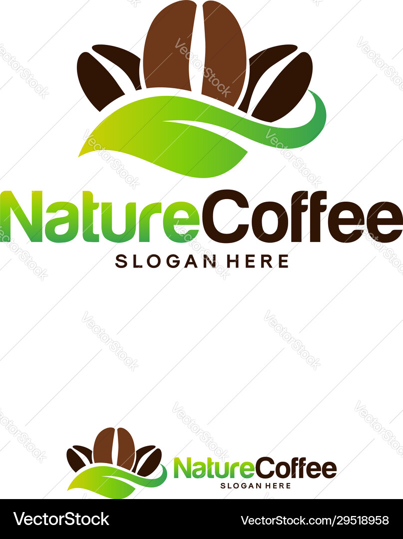 Nature coffee logo designs concept eco bean Vector Image