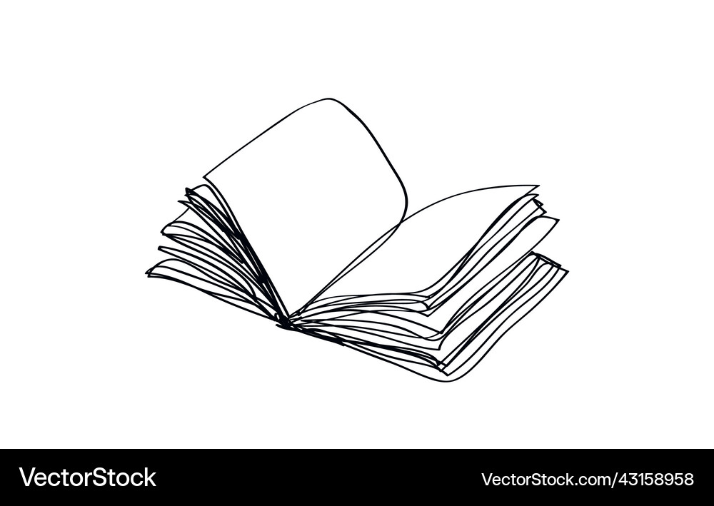Open book on white background line drawing style Vector Image