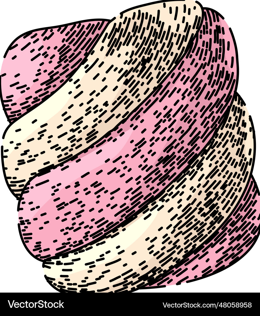 Pink marshmallow candy sketch hand drawn Vector Image
