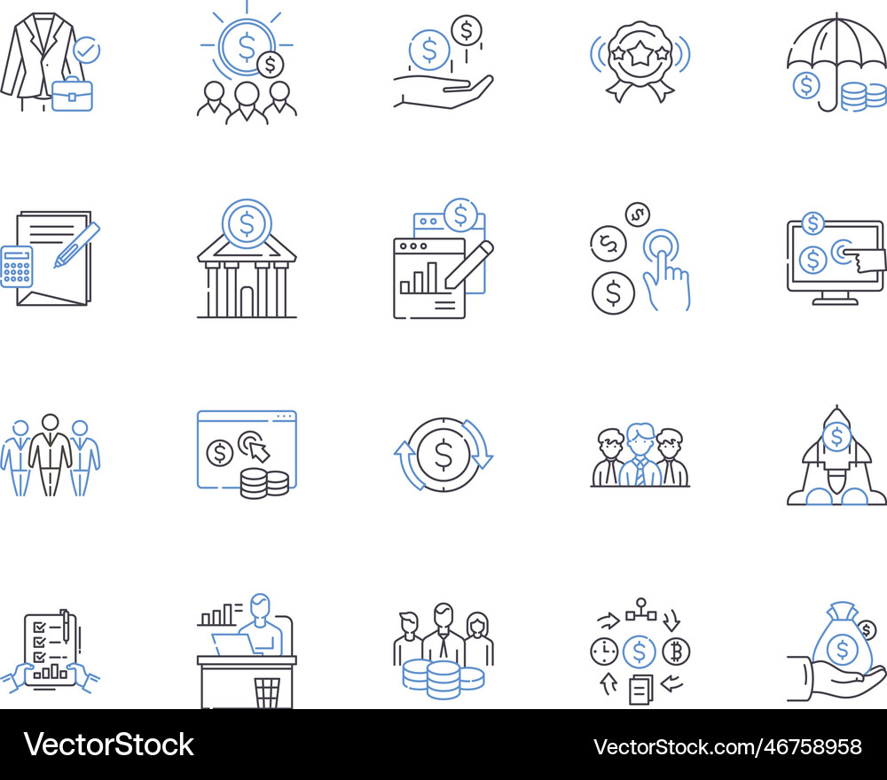 Private equity outline icons collection Royalty Free Vector