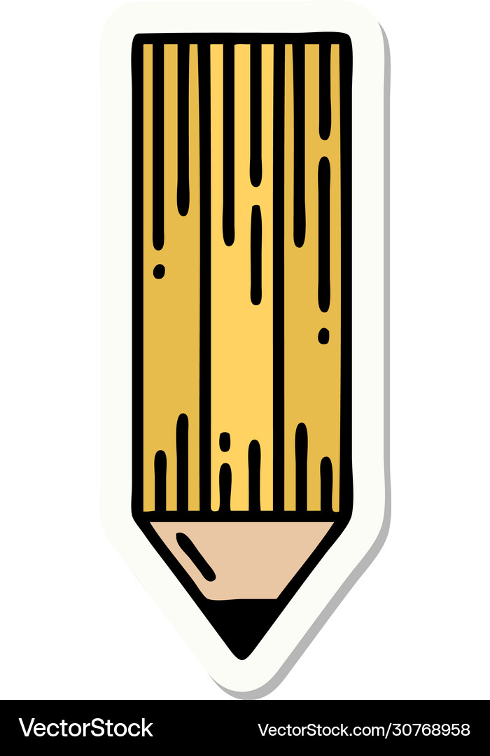 Tattoo style sticker a pencil Royalty Free Vector Image