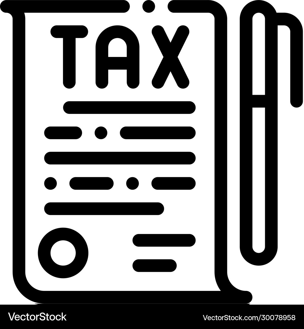 Tax document pen icon outline Royalty Free Vector Image