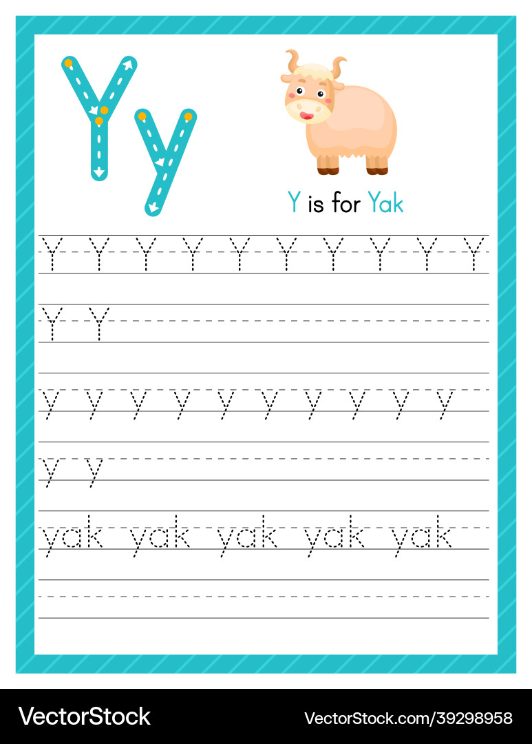 Trace letter y uppercase and lowercase alphabet Vector Image