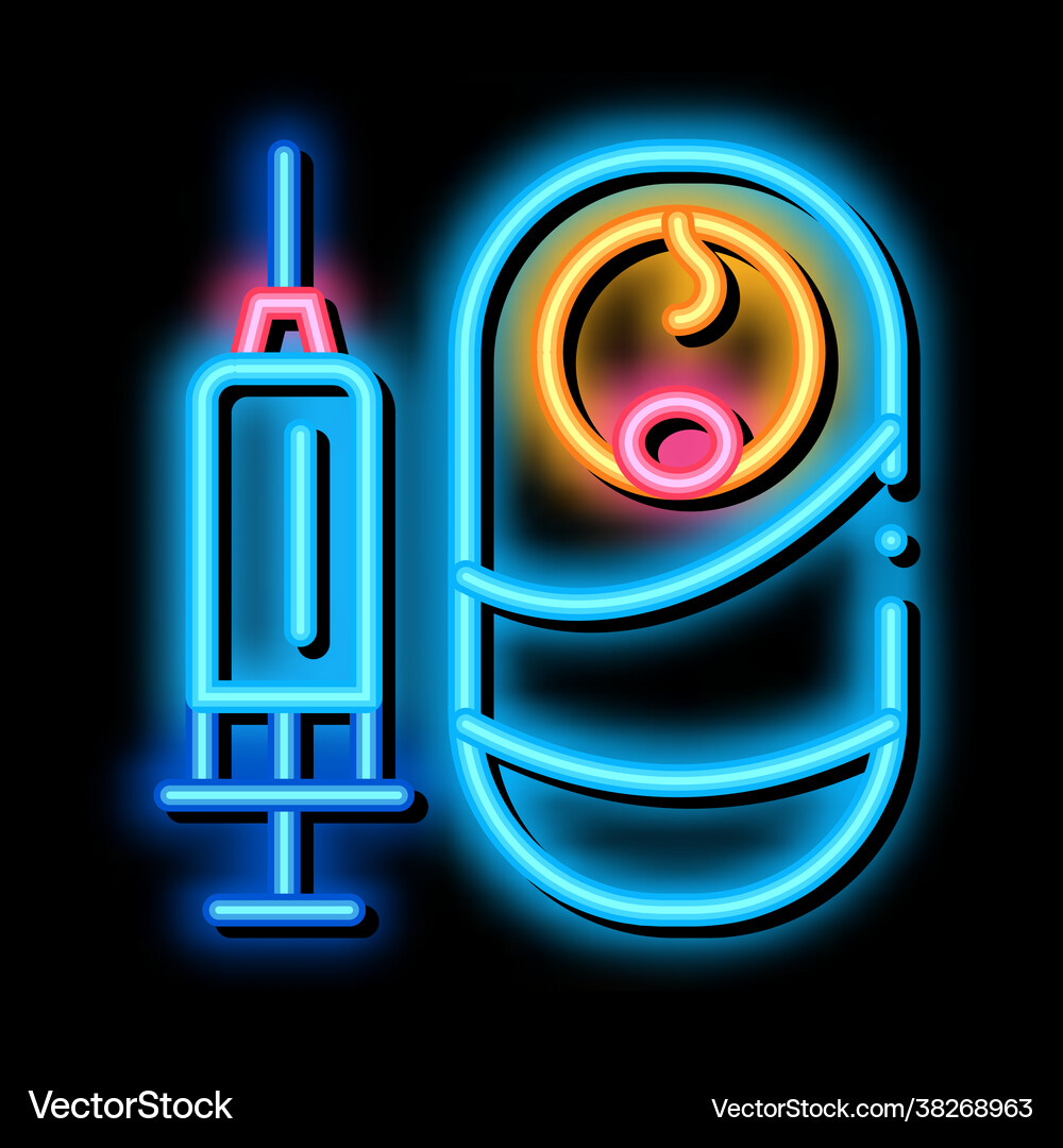 Baby injection neon glow icon Royalty Free Vector Image