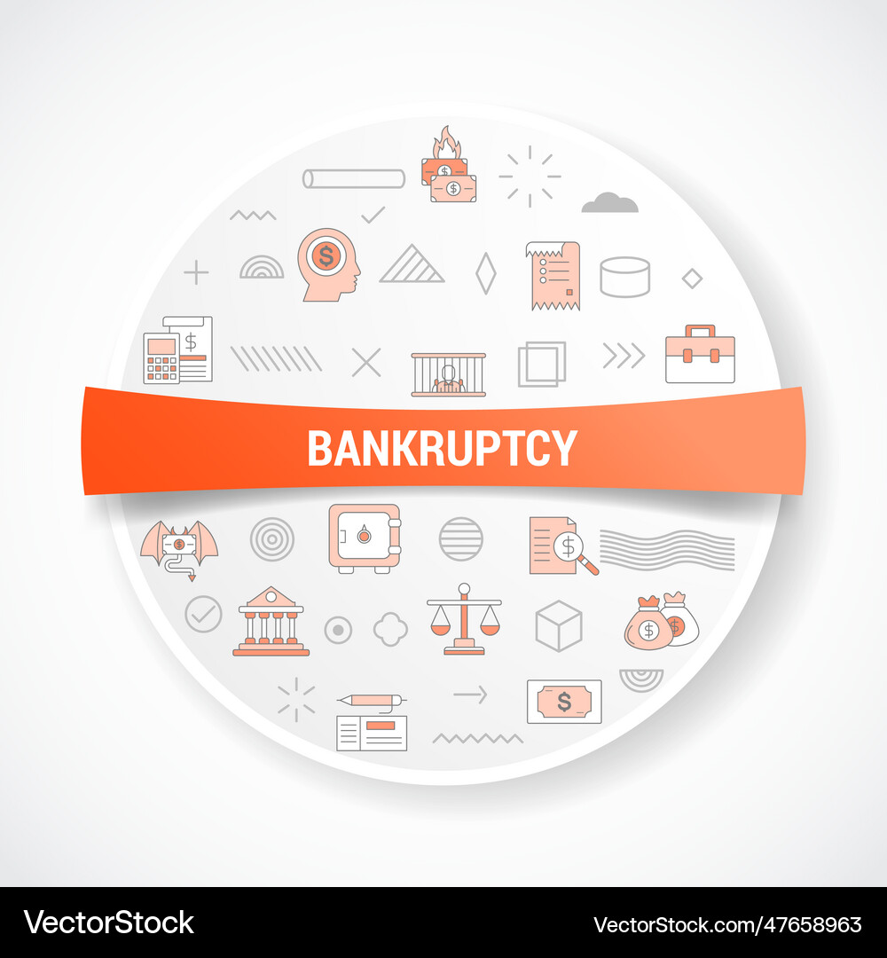 Bankruptcy financial concept with icon Royalty Free Vector