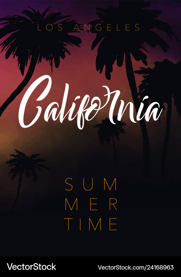 California summer tropical background with palms Vector Image