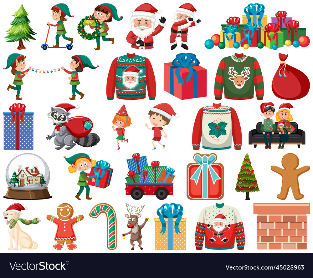 Christmas characters and elements set Royalty Free Vector Christmas characters and elements set Royalty Free Vector