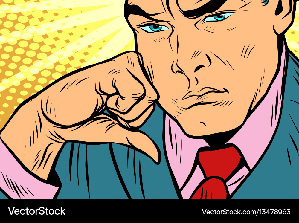 Close-up face of a man thinker Royalty Free Vector Image