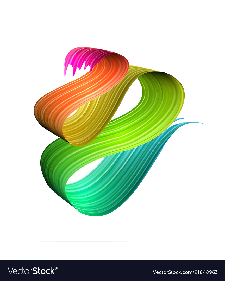 Colorful abstract brush stroke on white background