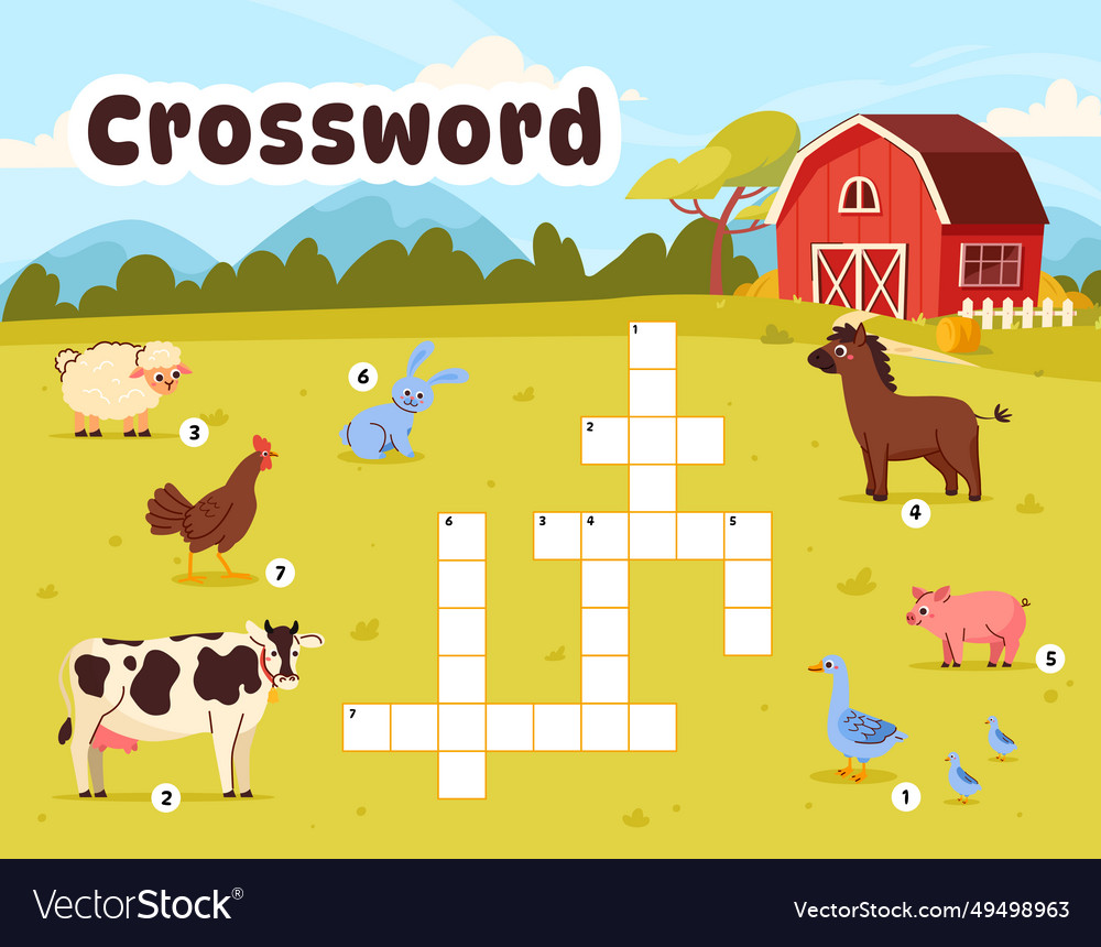Crosswords farm animals concept Royalty Free Vector Image