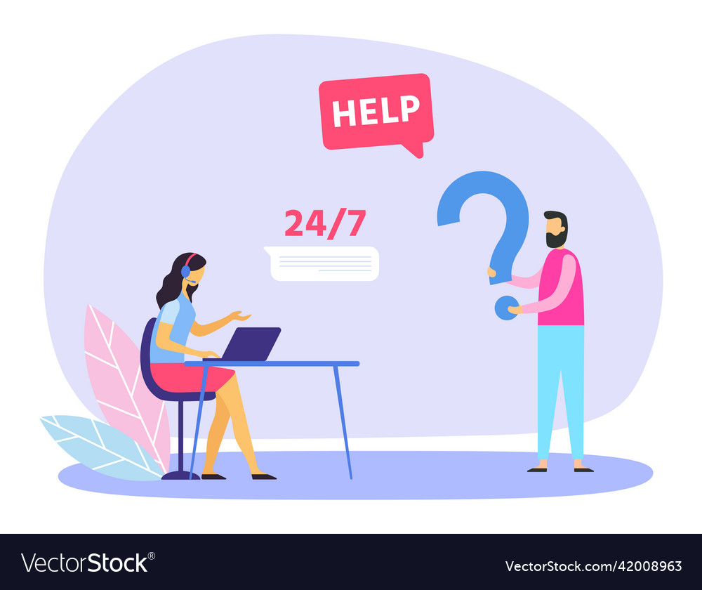 Customer support operator help and answer Vector Image