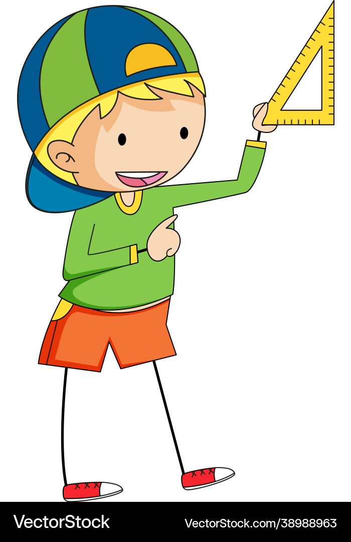 Cute boy doodle cartoon character isolated Vector Image