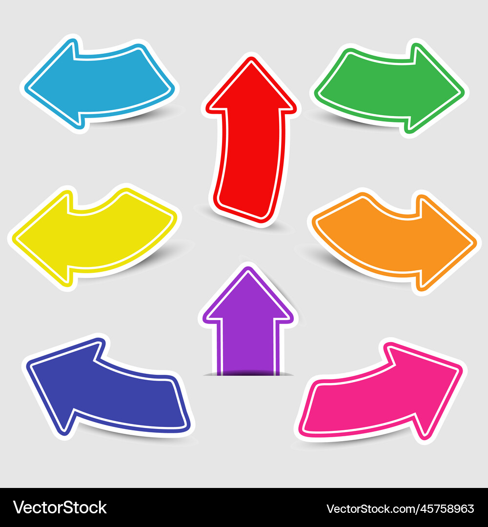 Cute colorful arrow sticker paper Royalty Free Vector Image
