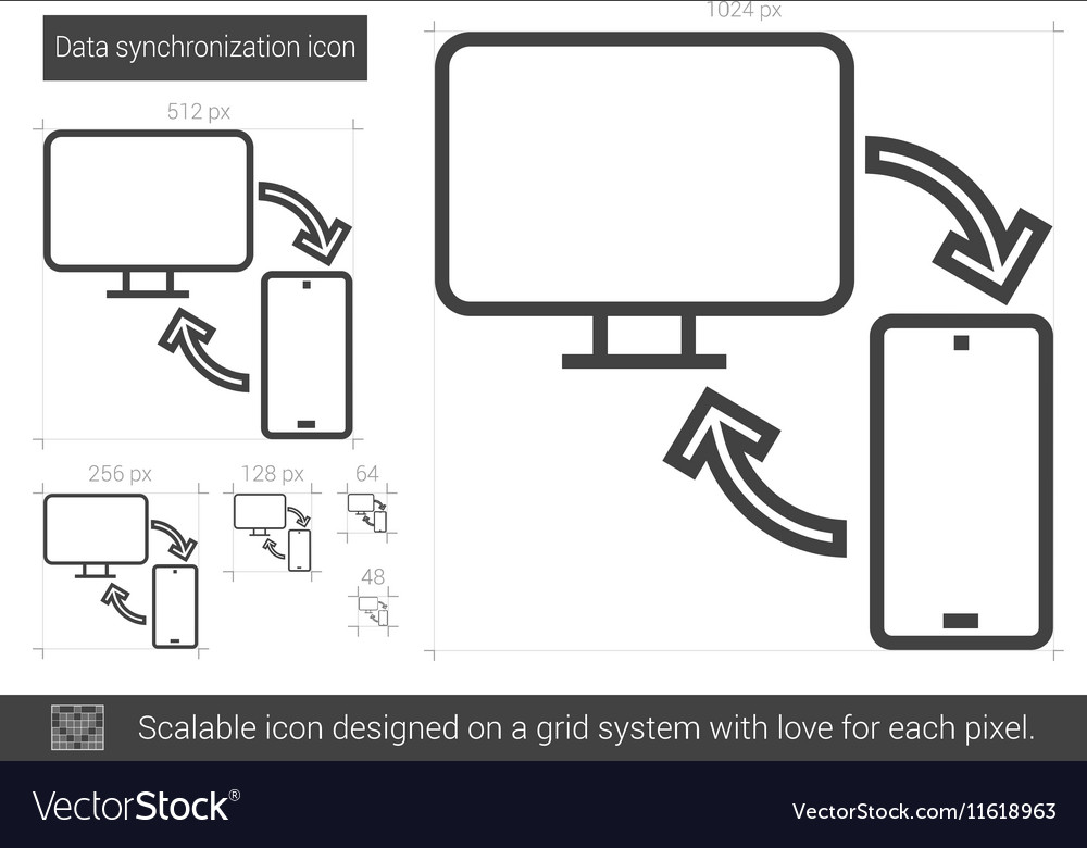 Data synchronization line icon Royalty Free Vector Image