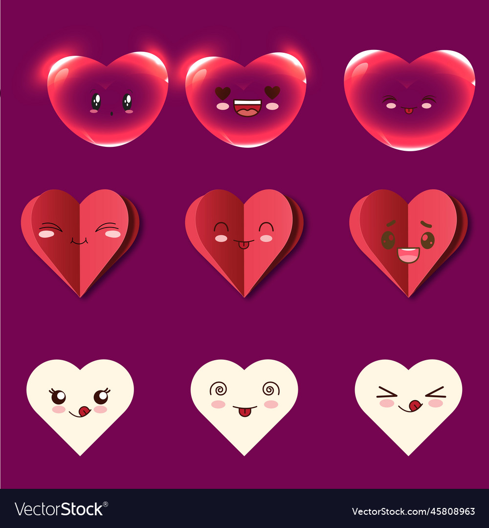 Heart shape sets Royalty Free Vector Image - VectorStock