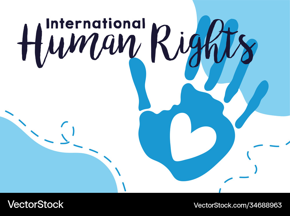 Human rights campaign lettering with hand print Vector Image