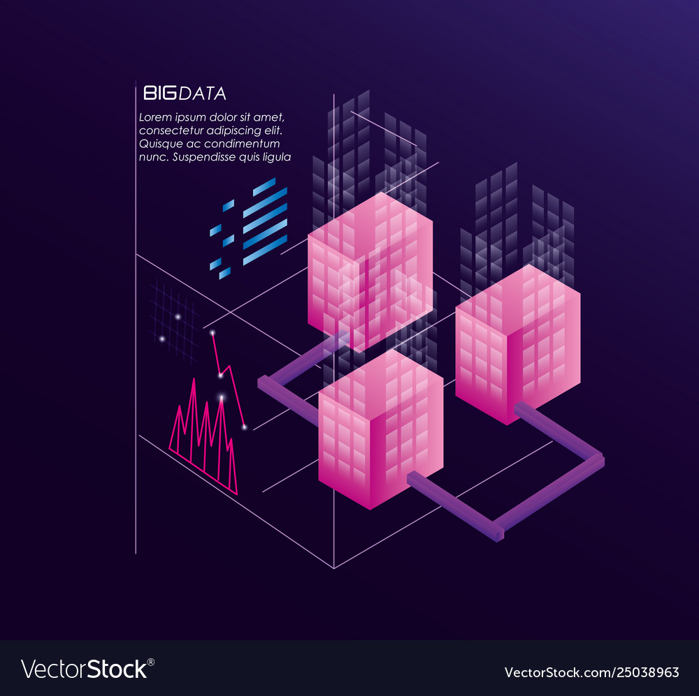Network servers with data center icons Royalty Free Vector