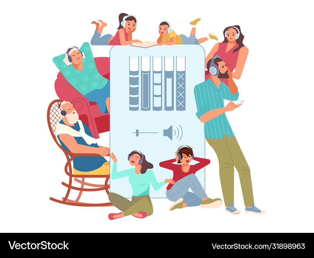 Online audiobooks listening Royalty Free Vector Image