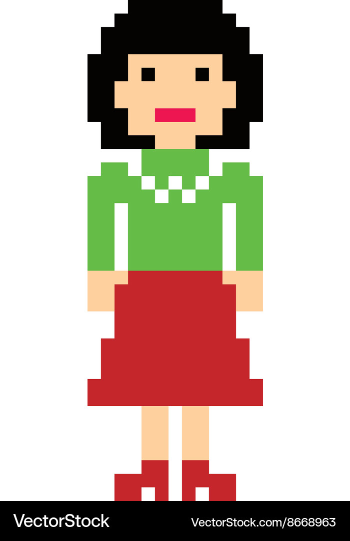 Pixel people woman avatar theme Royalty Free Vector Image