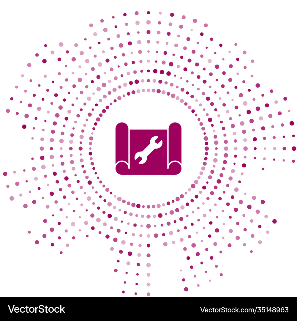 Purple graphing paper for engineering and wrench Vector Image