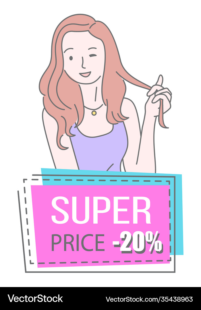 Smiling girl with happy face expression showing Vector Image