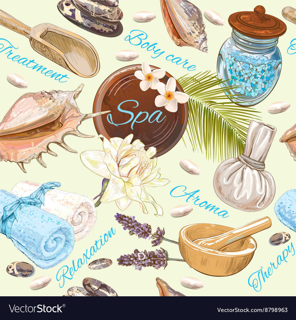 Spa seamless pattern Royalty Free Vector Image