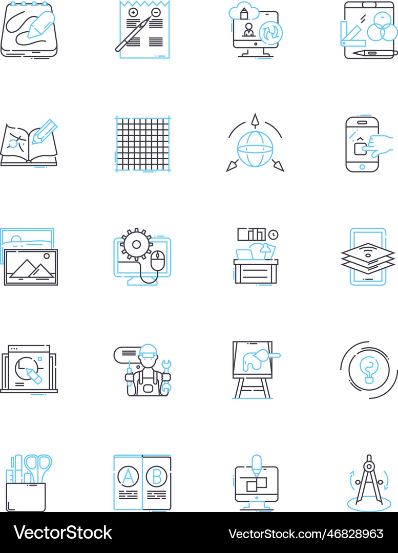Strategic planning linear icons set vision goals Vector Image