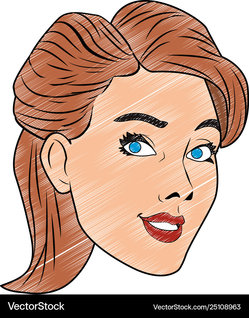 Woman face pop art cartoon scribble Royalty Free Vector