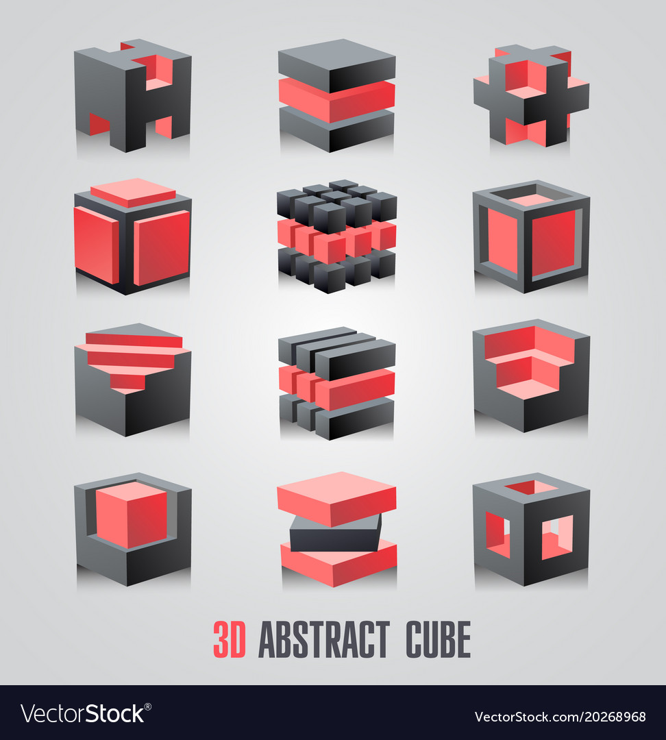 3d abstract cube Royalty Free Vector Image - VectorStock