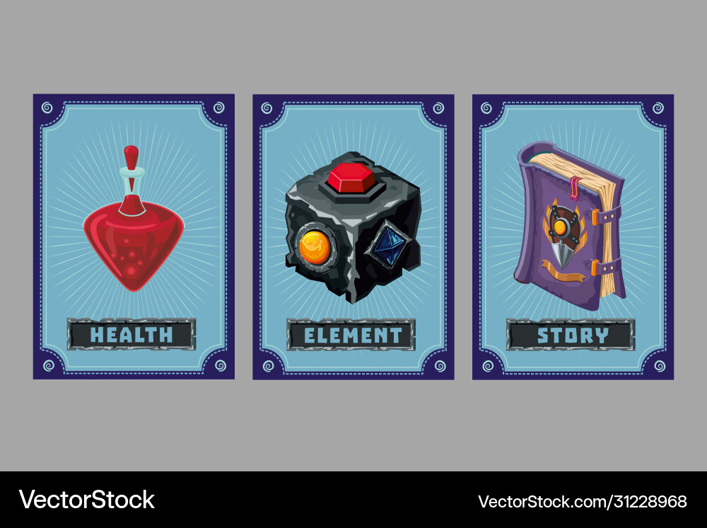 Card game collection fantasy ui kit with magic Vector Image