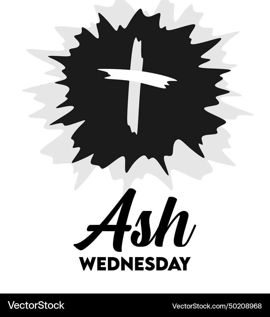 Celebrate ash wednesday with cross Royalty Free Vector Image