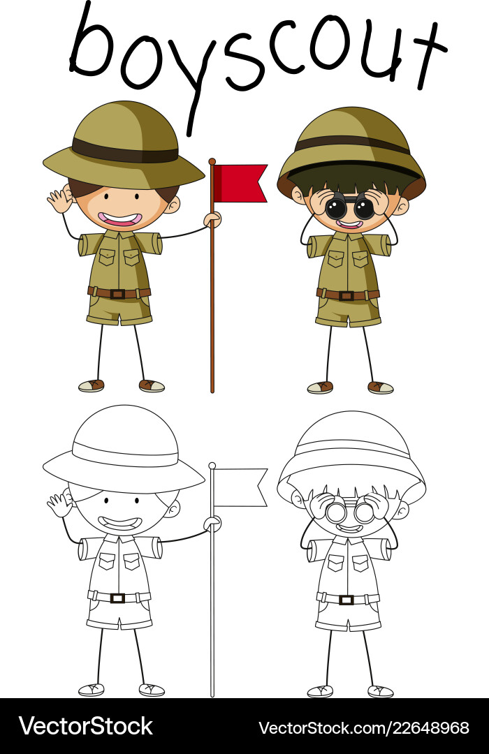 Doodle graphic of boyscout Royalty Free Vector Image