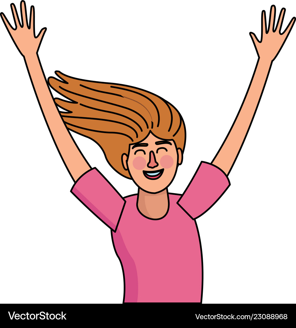 Happy young woman profile Royalty Free Vector Image