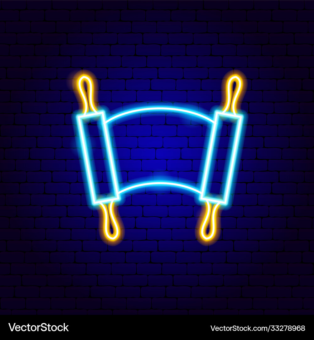 Jewish torah neon sign Royalty Free Vector Image