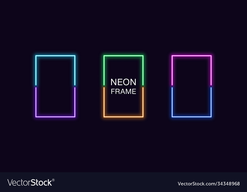 Neon Rectangle Frame Set Royalty Free Vector Image