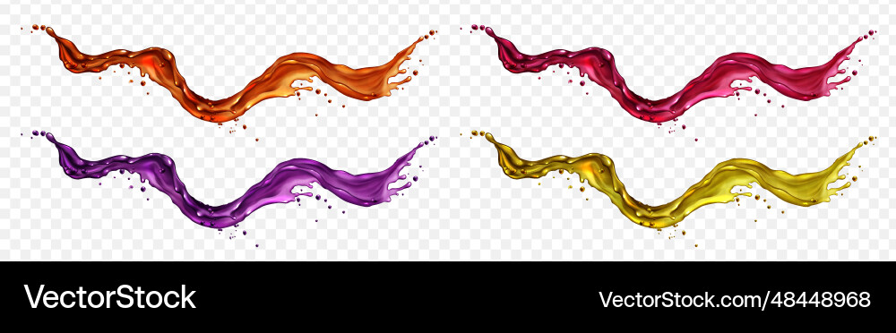 Realistic set of color liquid splashes Royalty Free Vector