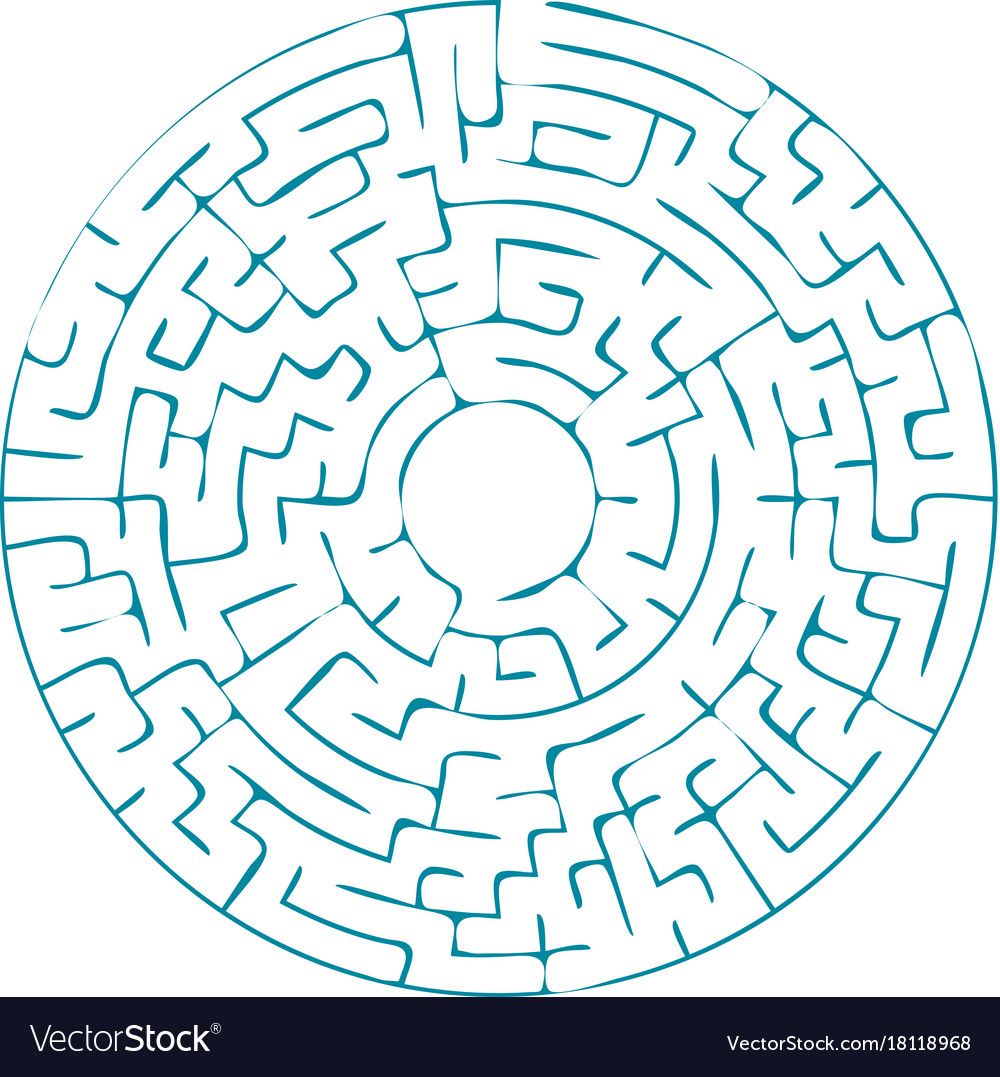 Round blue labyrinth without a solution Royalty Free Vector