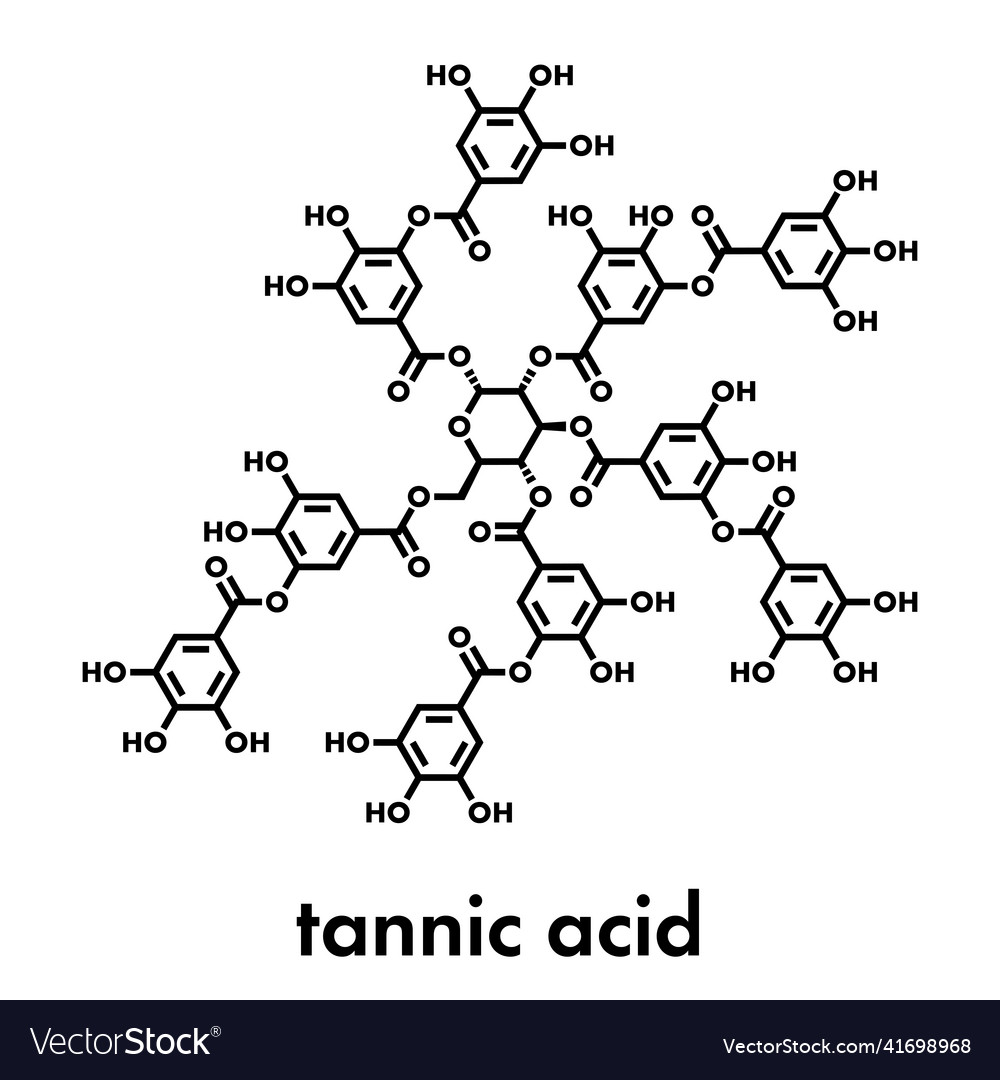 Tannic Acid Molecule One Isomer Shown Type Vector Image