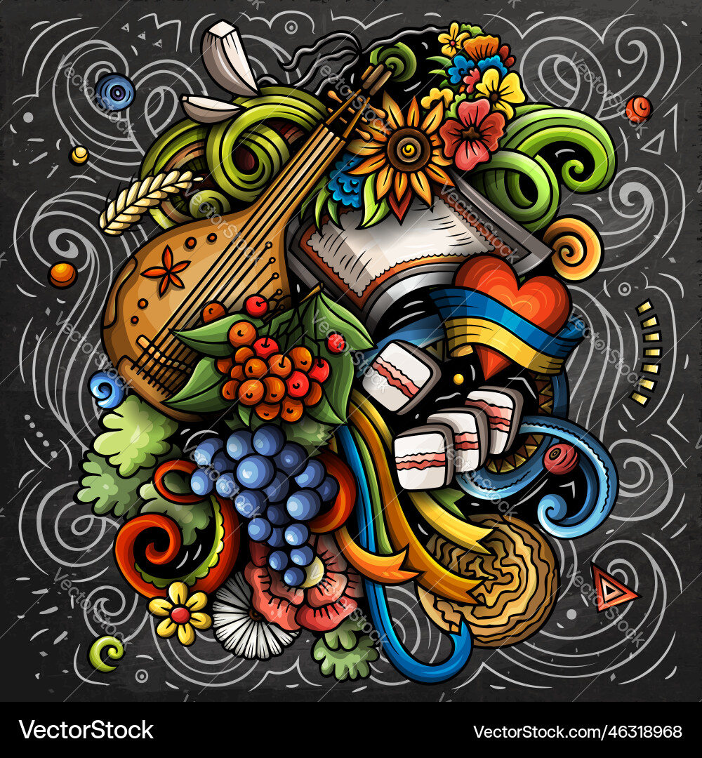 Ukraine cartoon doodle funny ukrainian design Vector Image