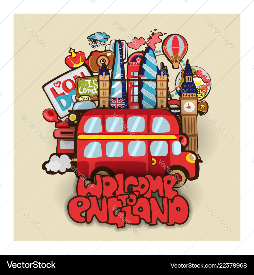 Welcome to england cartoon educational concept Vector Image