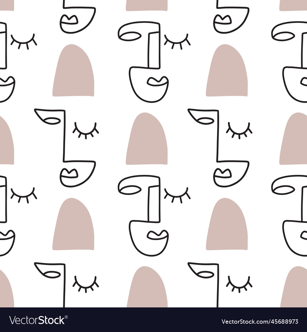 Abstract face seamless pattern Royalty Free Vector Image