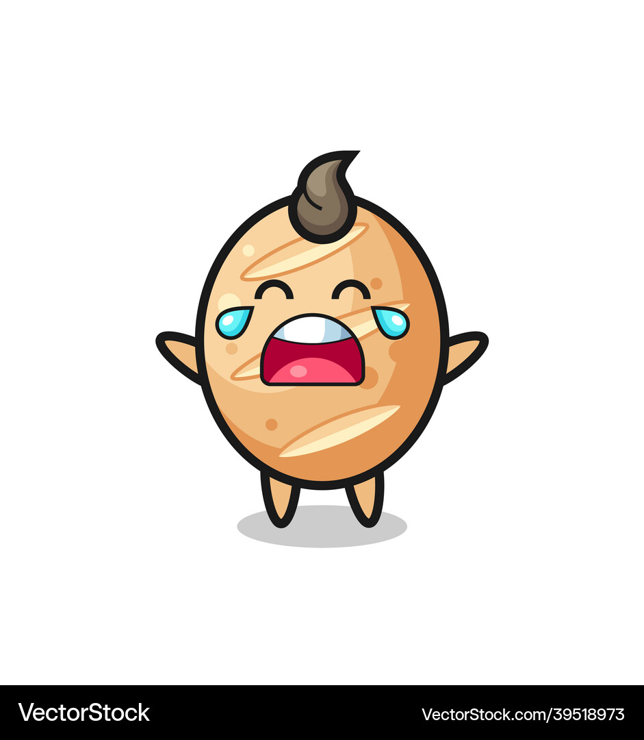 Crying french bread cute baby Royalty Free Vector Image